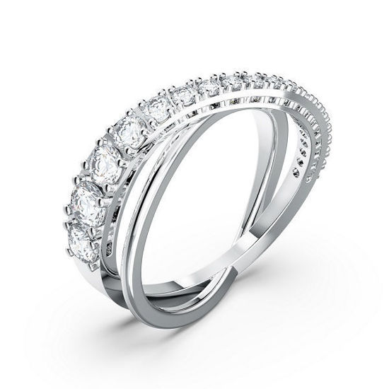 Swarovski Twist ring White, Rhodium plated | Ole Aas